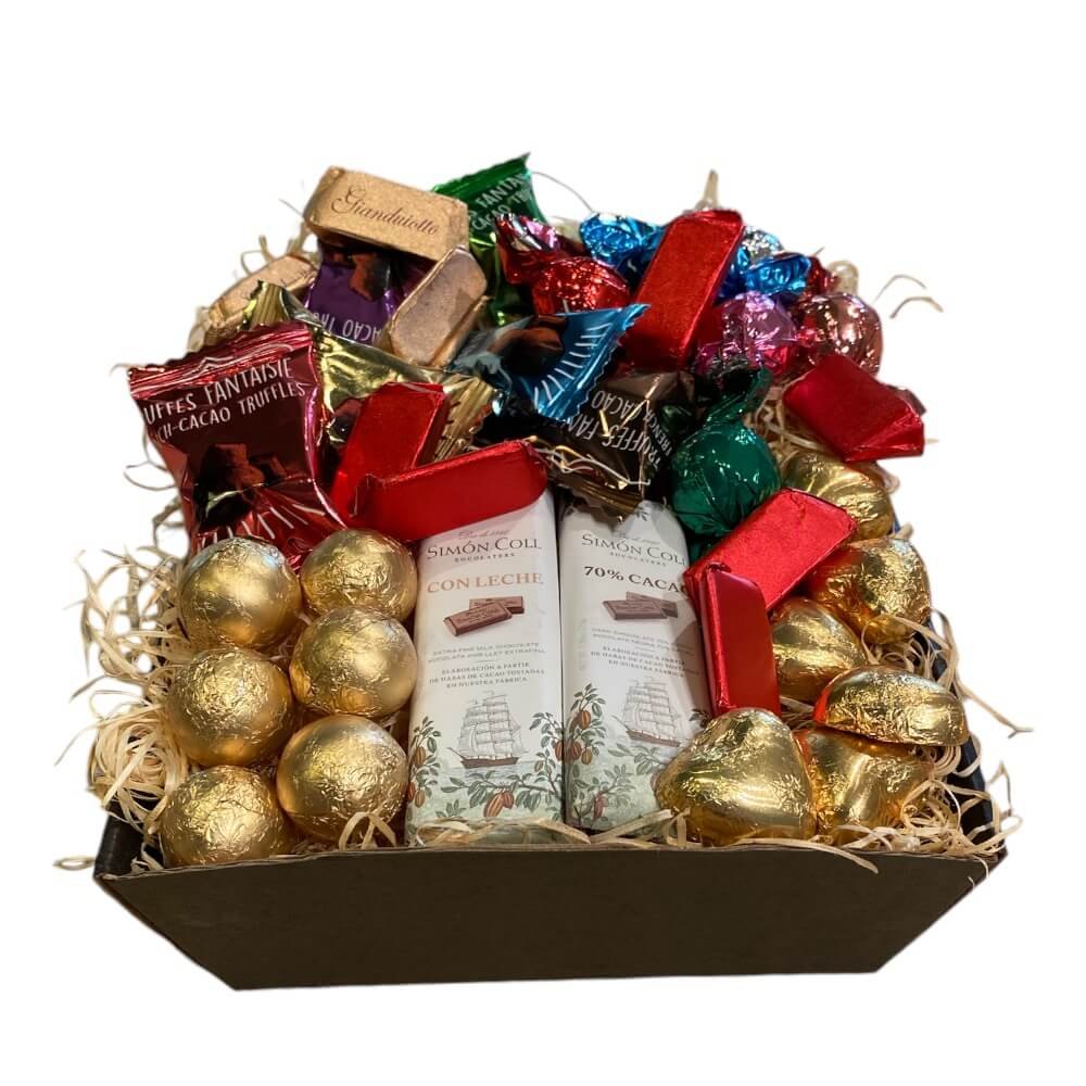 Send en lille chokolade gavekurv KUN med chokolade