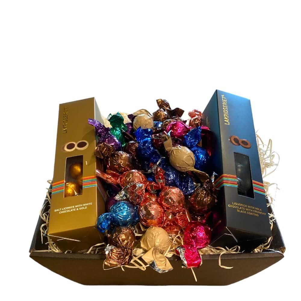 Køb din jule gavekurv her - GULD lakridser og chokolade